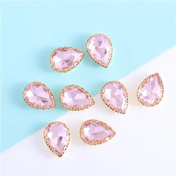 Стразы стеклянный горный хрусталь Mid-July 5 размеров Сиреневый, 10x14mm-20pcs, Pink