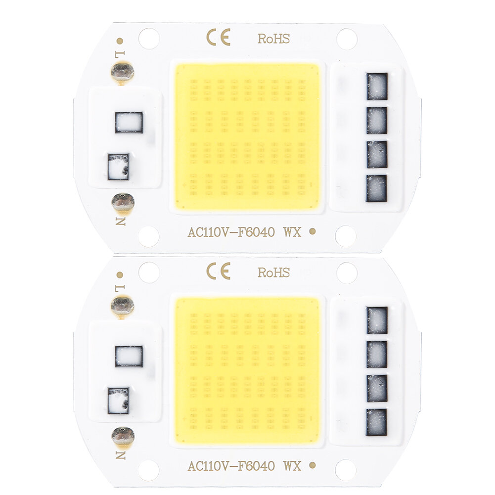 2 шт. AC110V 50W Высокая яркость интегрированных светодиодных чипов Источник света COB чипы 6x4 см Теплый
