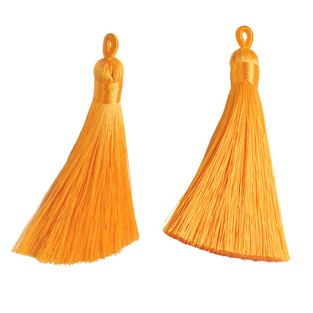 Кисточка декоративная, 75-85х9мм, полиэстер, светло-оранжевая, 2 шт.