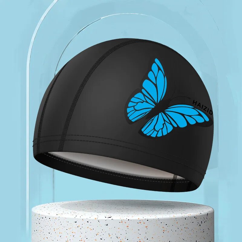 Водонепроницаемые шапочки для плавания из искусственной кожи для взрослых 703-Black