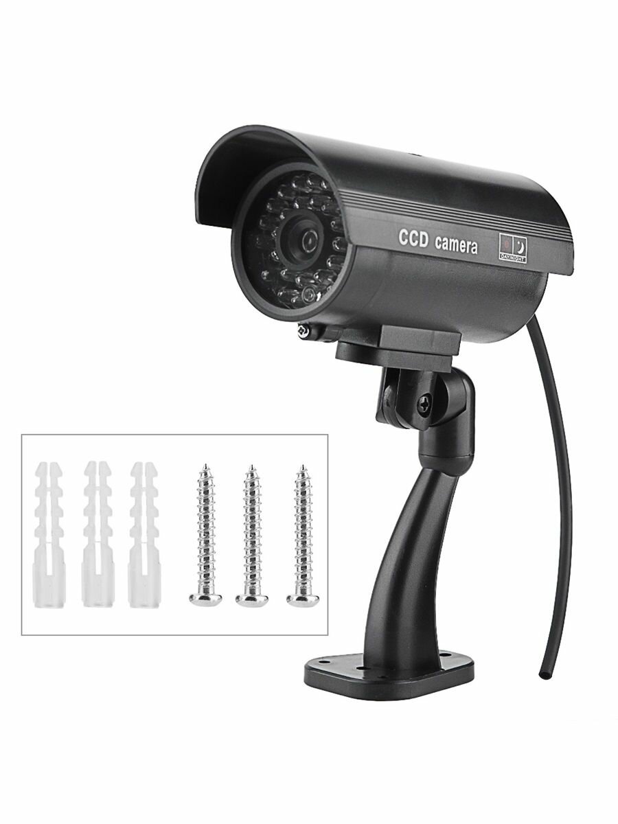 Внутренняя уличная поддельная камера безопасности, вращающаяся на 360 светодиодная мигающая камера-пустышка для дома и офиса, водонепроницаемая и устойчивая к атмосферным воздействиям