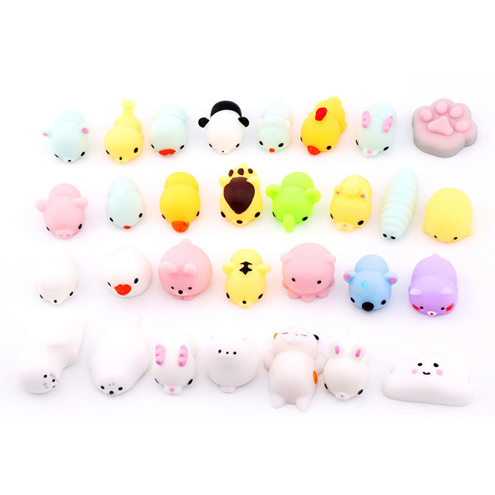 50 миниатюрных антистрессовых игрушек-антистресс в виде животных, разноцветные, высокоэластичные, мягкие, сенсорные игрушки-антистресс.