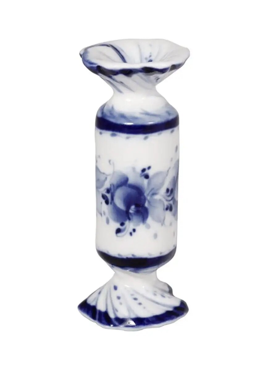 Елочная игрушка Гжель "Батончик" , фарфор, ручная роспись, синяя