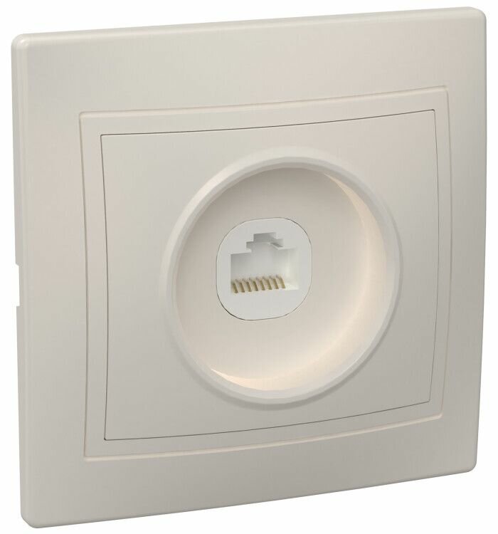 Розетка С/У 1-я комп. RJ45 Cat.5e (в сборе) крем. KVARTA