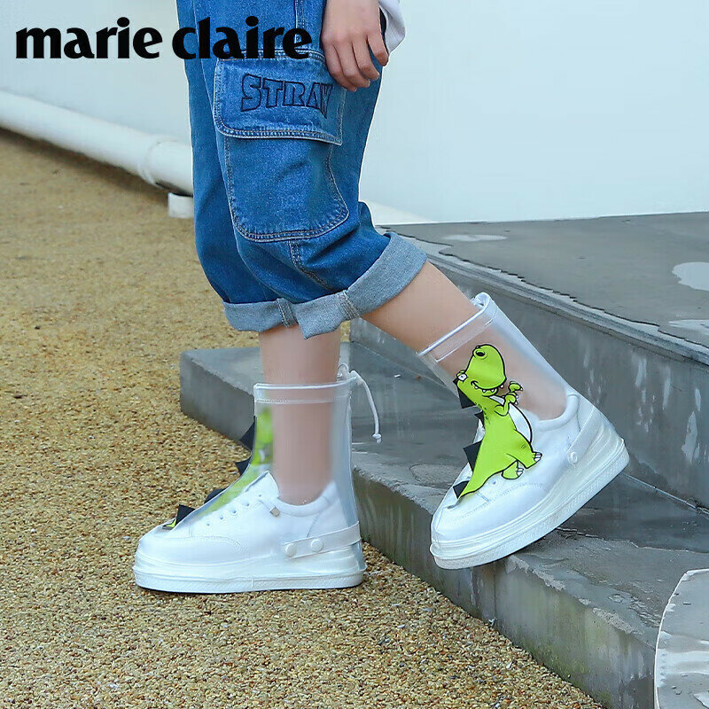 MARIE CLAIRE Children's Rain Shoe Covers, Boys And Girls Wear-Resistant Waterproof Non-Slip Water Shoes, Student Mid-High Rain Boots, Back-To Essential