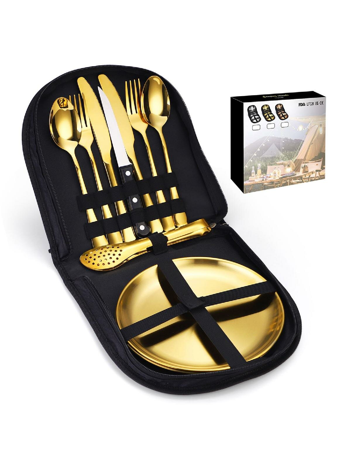 Набор из 10-24 портативных кухонных принадлежностей для кемпинга, из нержавеющей стали, для пикника, для хранения хлеба, для путешествий