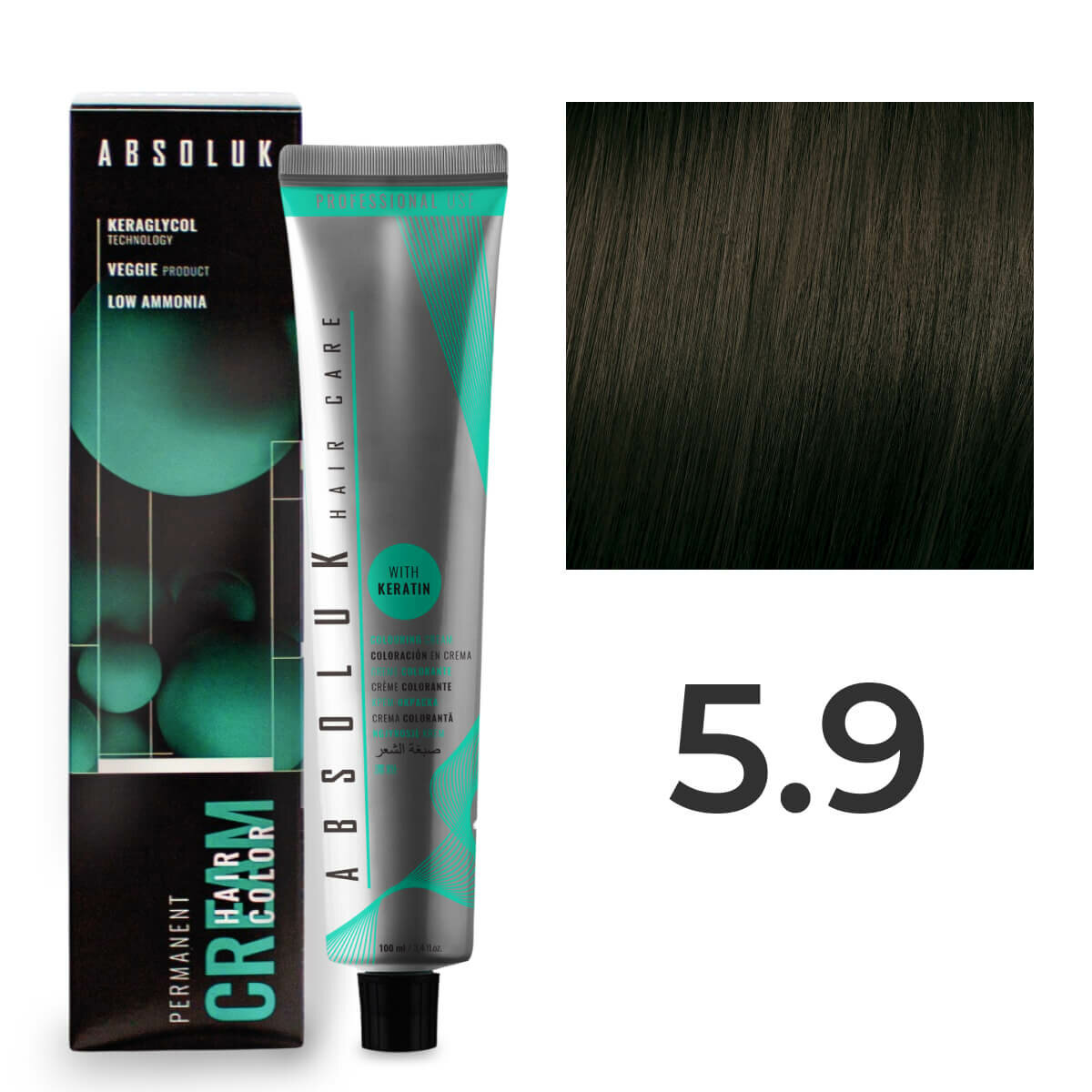 Крем - краска для волос профессиональная Absoluk Hair Color Cream 5.9 Светлый каштановый Оливковый, 100 мл
