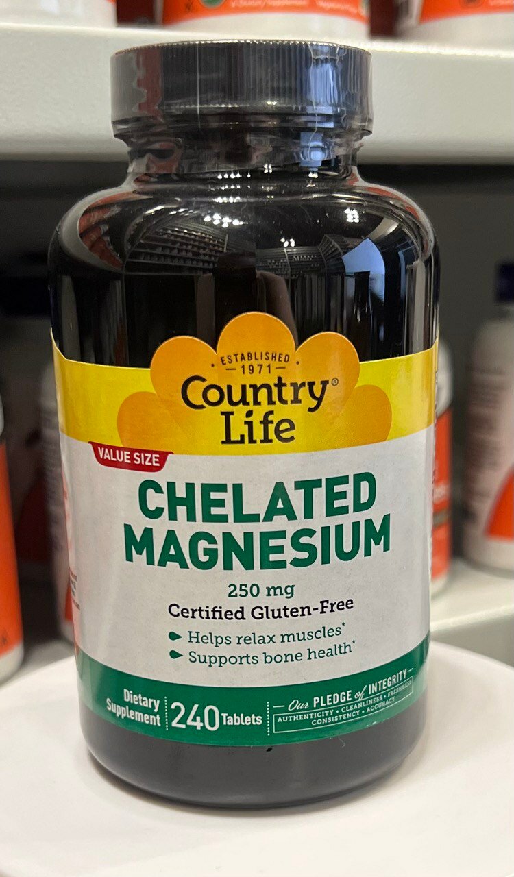 Country Life Chelated Magnesium 250 mg - Хелатный магний, 240 таблеток