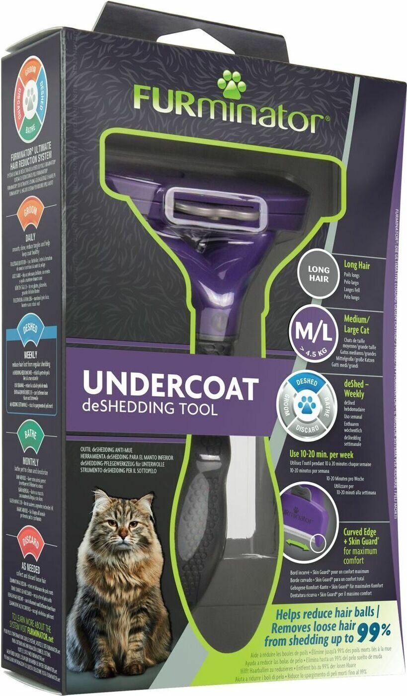 FURminator Medium/Large Cat Long Hair / Фурминатор для кошек Средних и Крупных пород с Длинной шерстью 1 шт