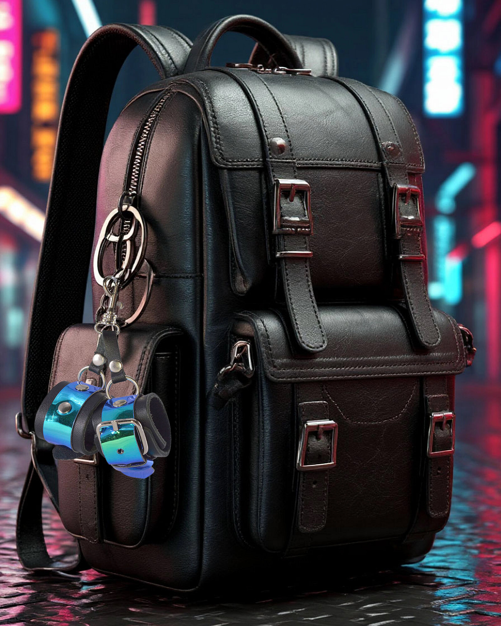 Сувенир- брелок "Наручники БДСМ" 4,9см, брелок, голубой неон