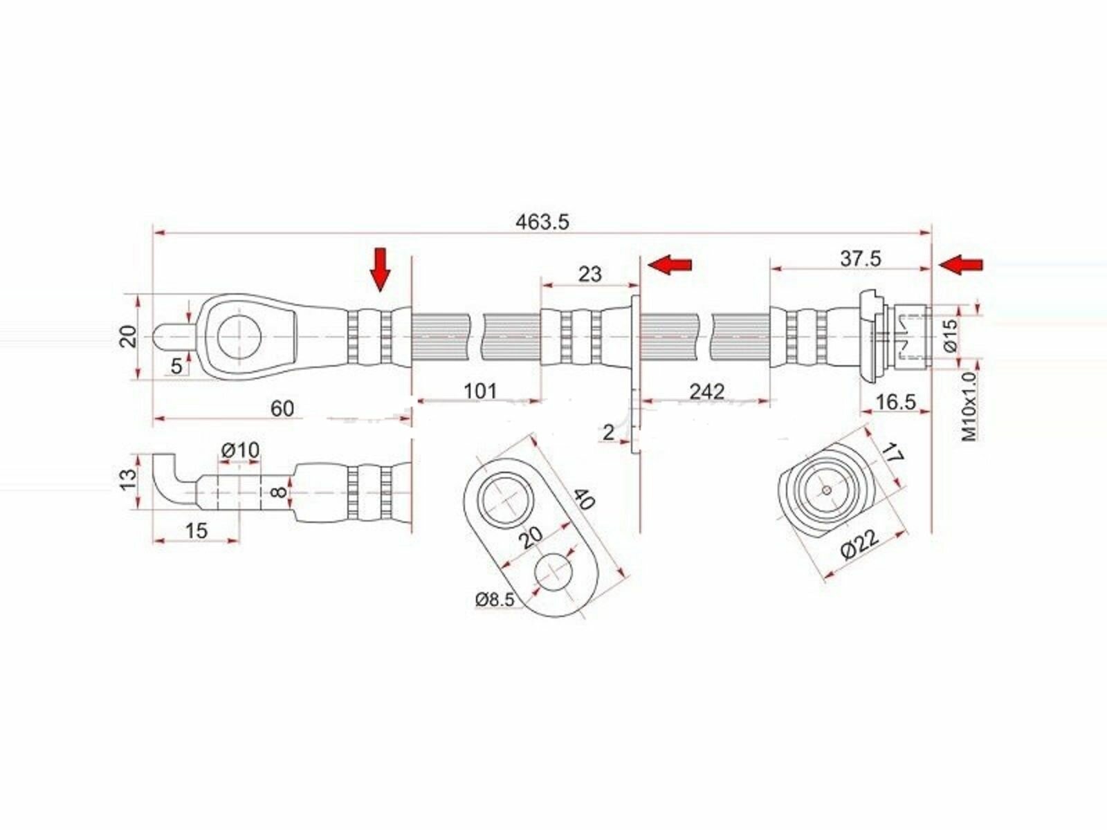 Шланг тормозной передний (Таиланд) TOYOTA LAND CRUISER 200