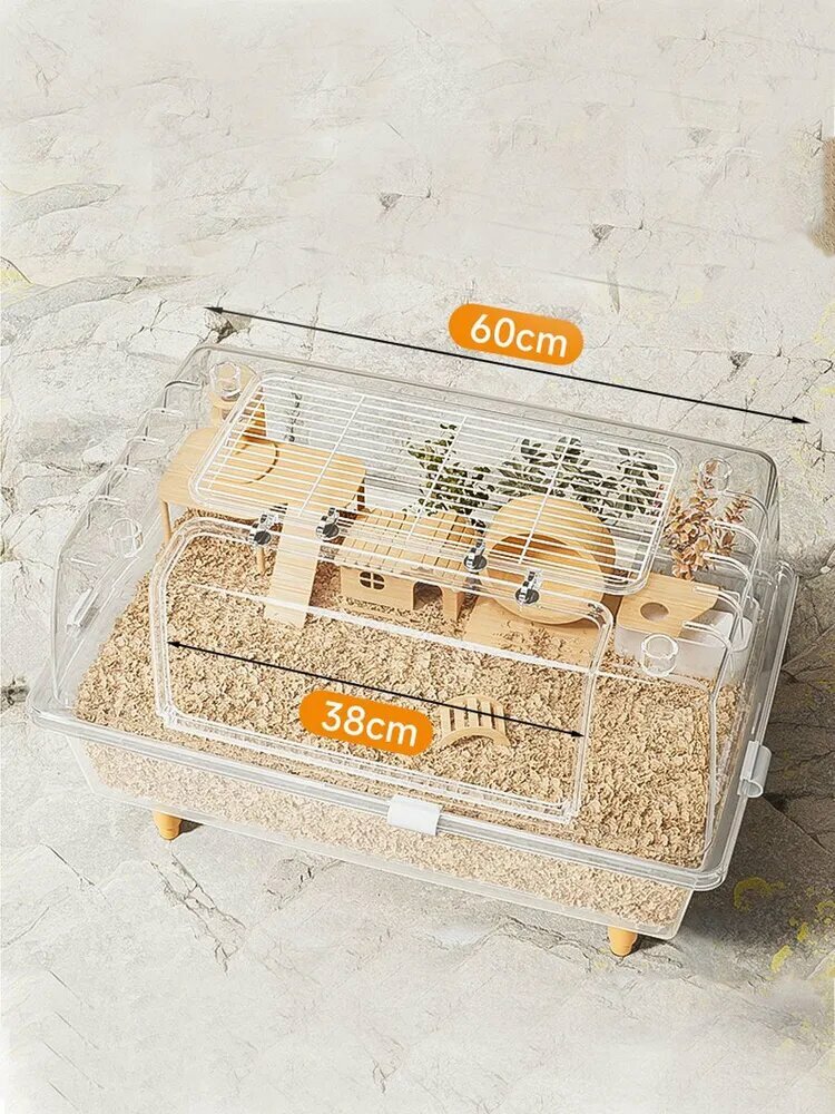 Клетка для хомяка，Клетка для грызунов, 60x32x38 см, настольная, пластик, прозрачная