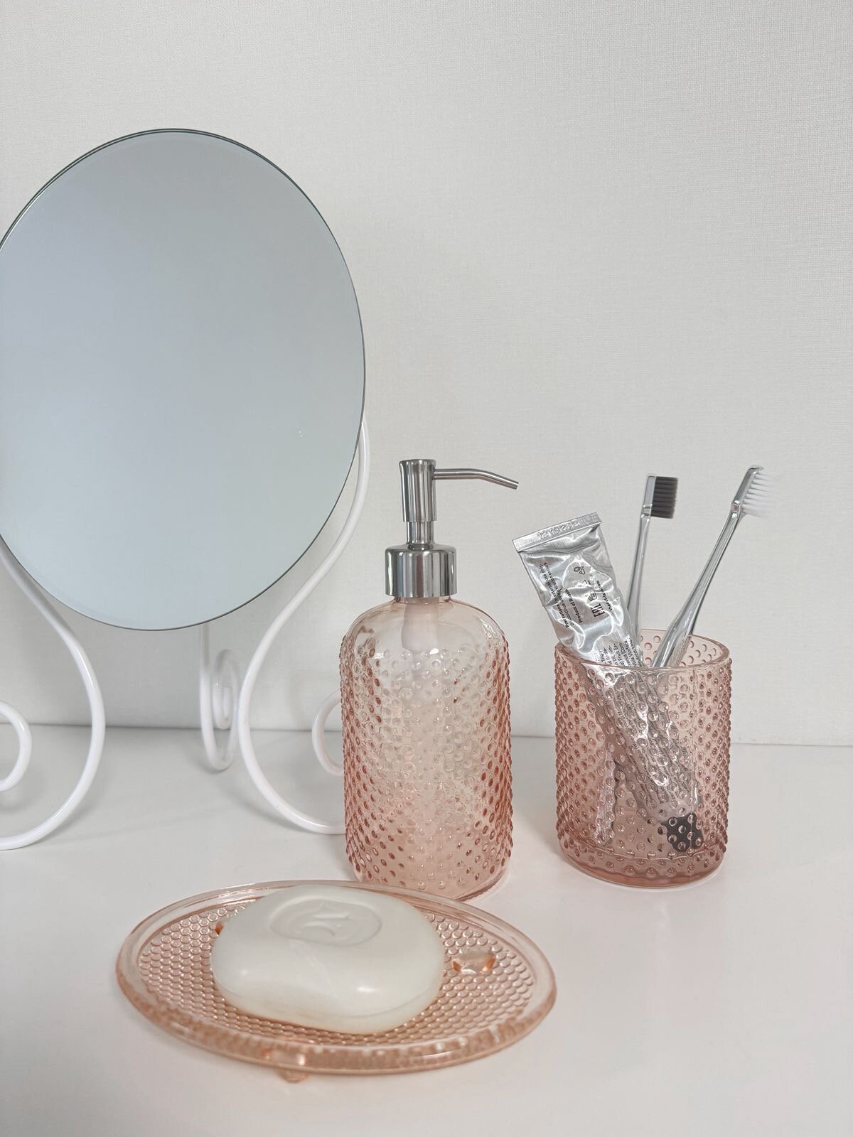 Набор аксессуаров для ванной комнаты, 3 предмета, стекло бежевый