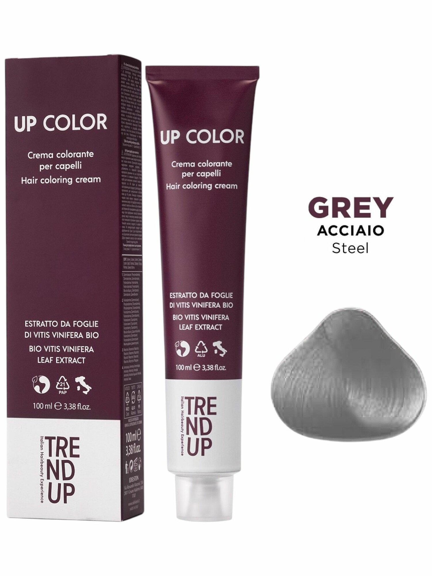 Краска для волос, Металлик, GREY (Steel) Серый, Профессиональная, TREND UP UP COLOR, 100 мл