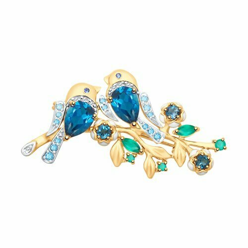 Брошь, золото, 585 проба, агат