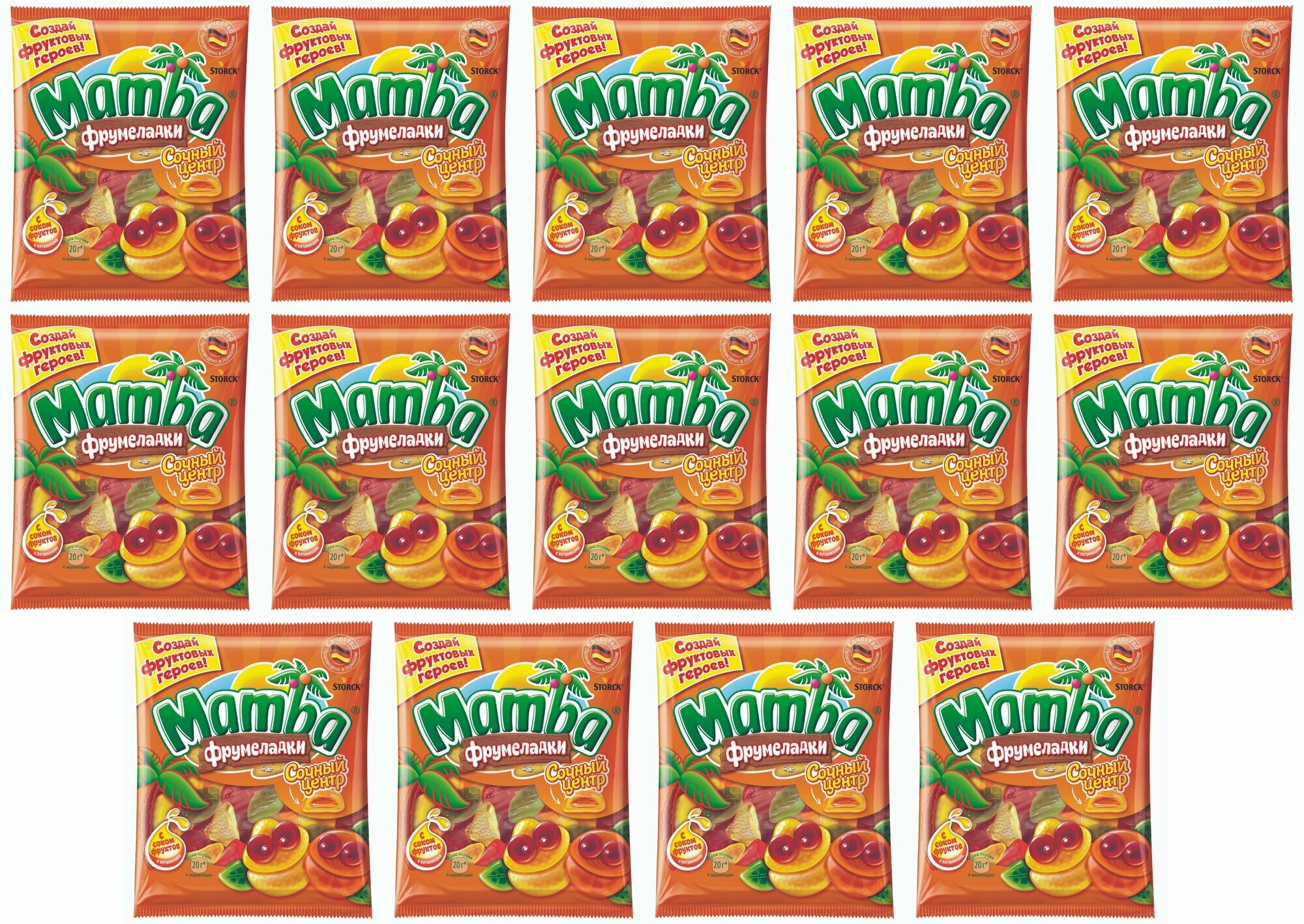 Mamba Жевательный мармелад Фрумеладки, Сочный Центр, 140 г, 14 шт в коробке