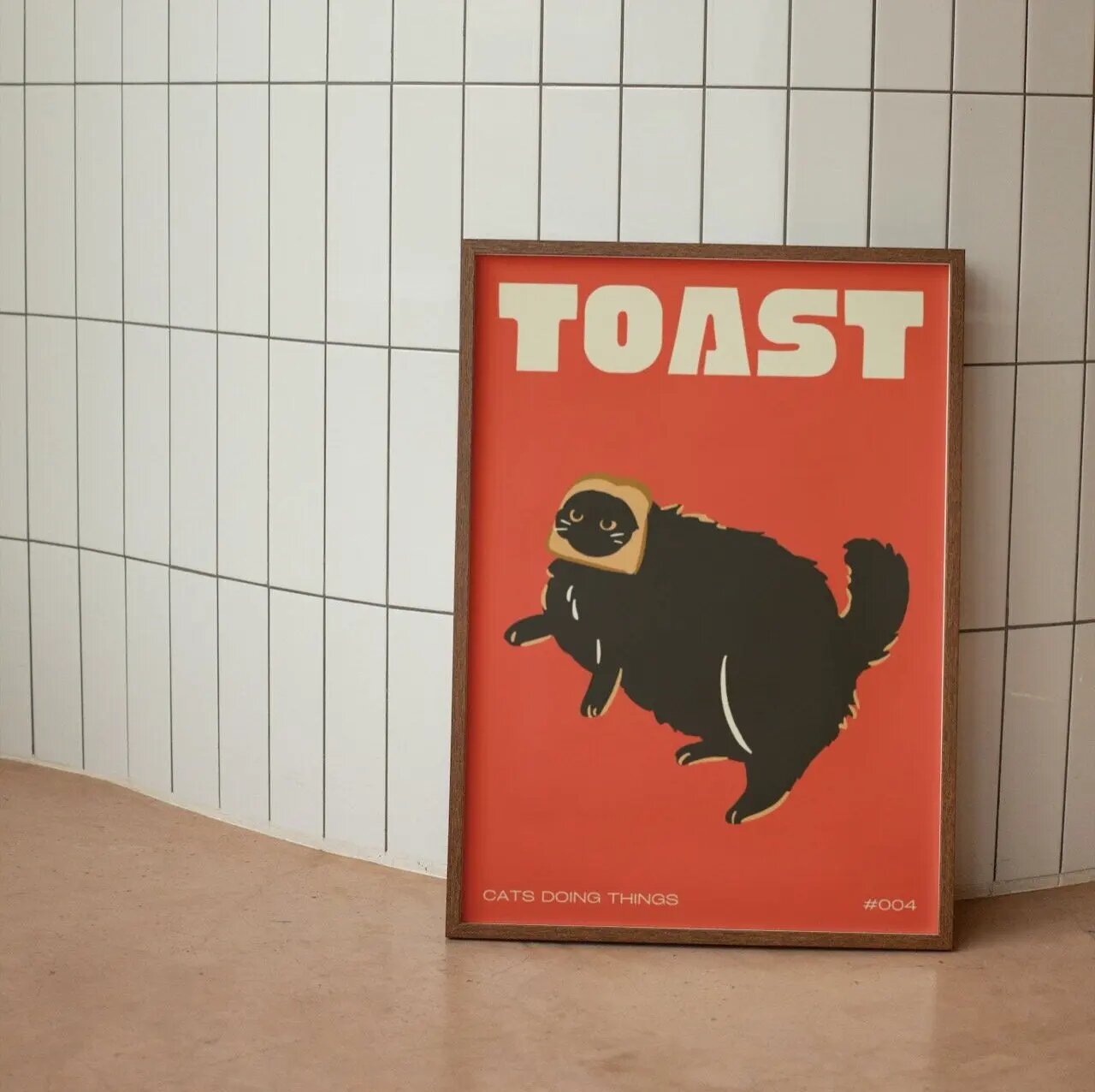 Постер "Toast" с черной кошкой, 40x60 см, Цвет: 01