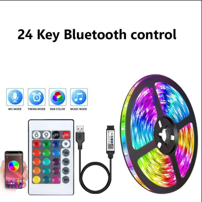 RGB светодиодная лента KcoiiFun Bluetooth, 2m-6.5ft