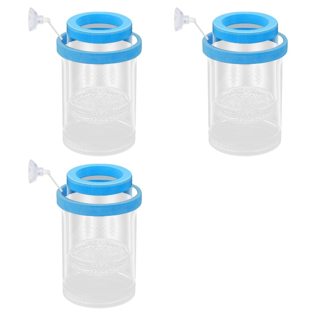 Аквариум, Инкубационный ящик для аквариума для разведения гуппи - большой синий с присосками, 3 шт.