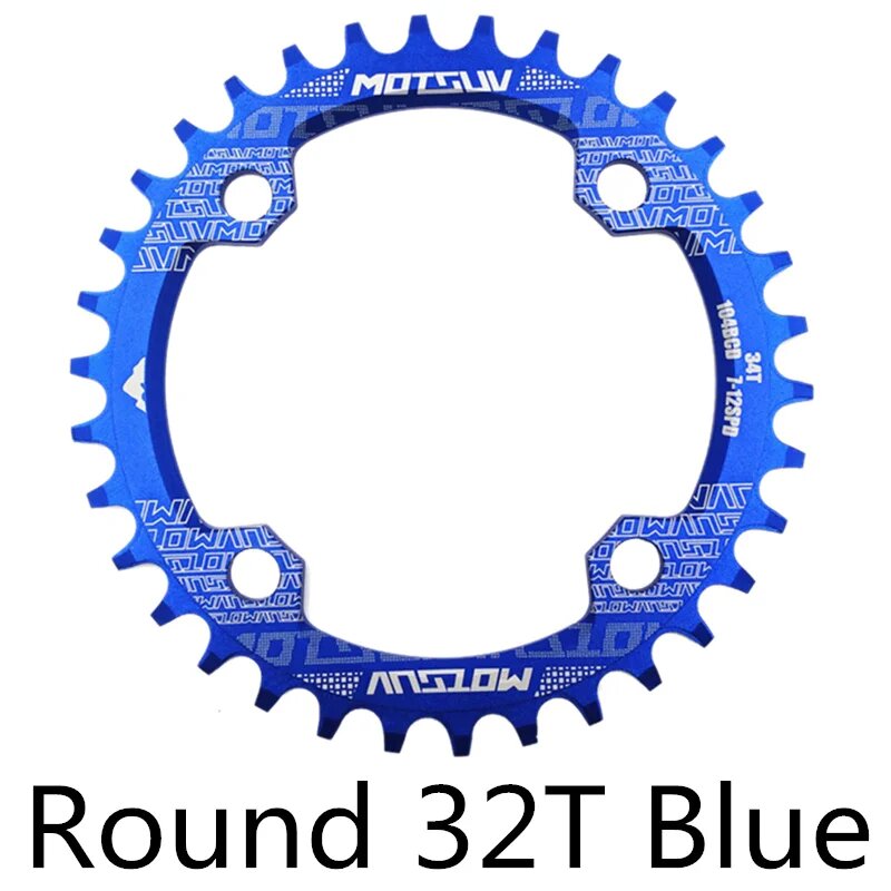 MOTSUV Круглые звездочки для горных велосипедов 32T/34T/36T/38T Синий, Round 32T Blue