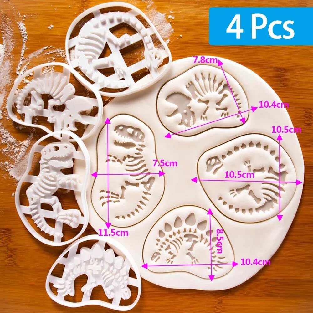 Формочки для печенья динозавры, 4 шт, Цвет: 4Pcs