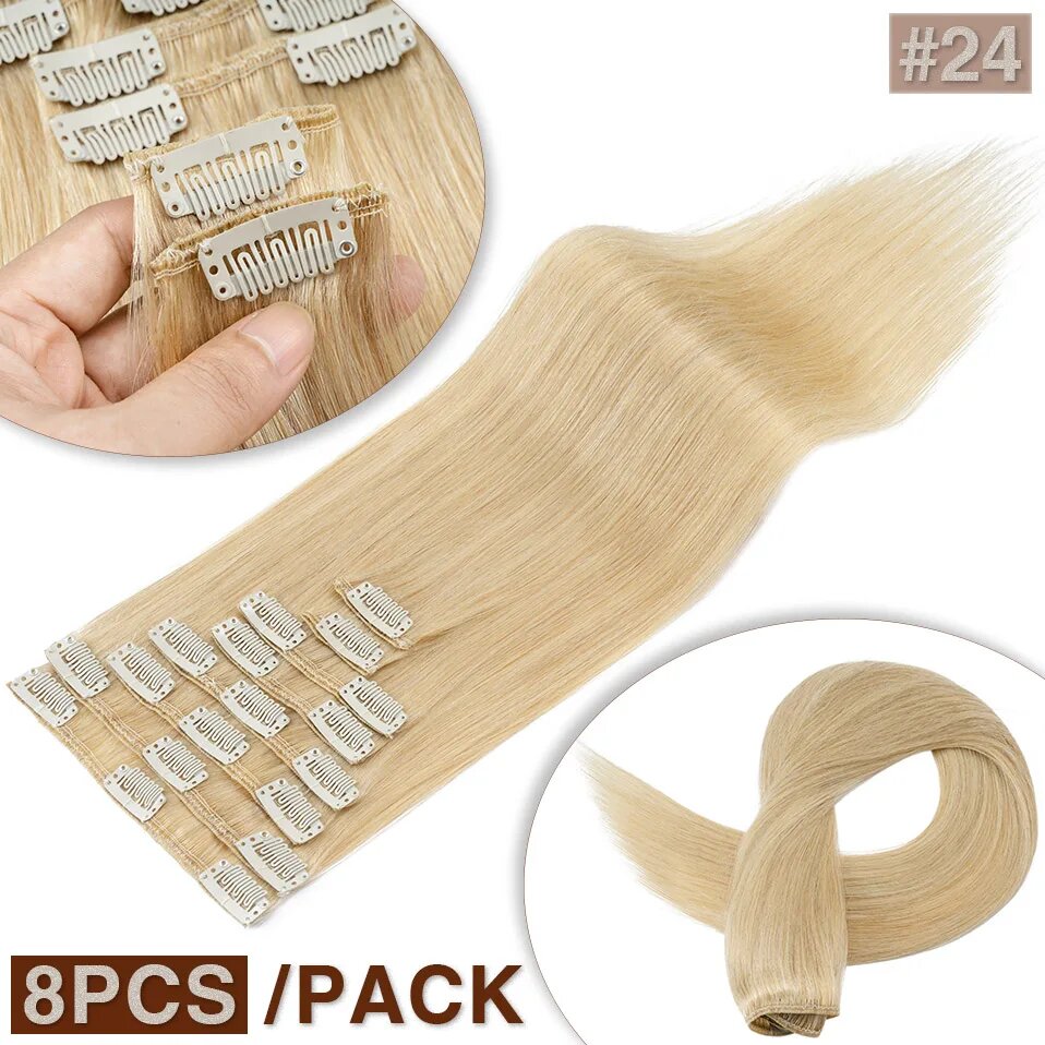 S-noilite натуральные волосы для наращивания тонкие прямые 8-24", 8 шт. 24, 12inch 55g