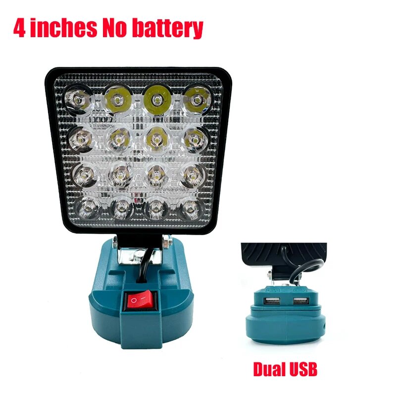 Беспроводной светодиодный фонарь для Makita 14,4-18 В 4 inch With USB