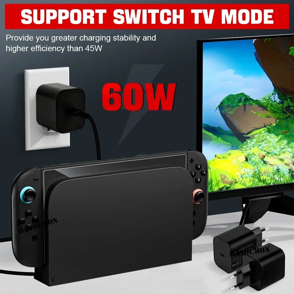 Адаптер питания EU для Nintendo Switch, кабель 150см — фото 1
