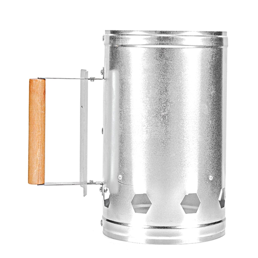 Стартер Для Дымохода на Древесном Угле Барбекю Ведро Для Быстрого Воспламенения Из Нержавеющей Стали с Деревянной Ручкой Ведро Для Воспламенения Барбекю