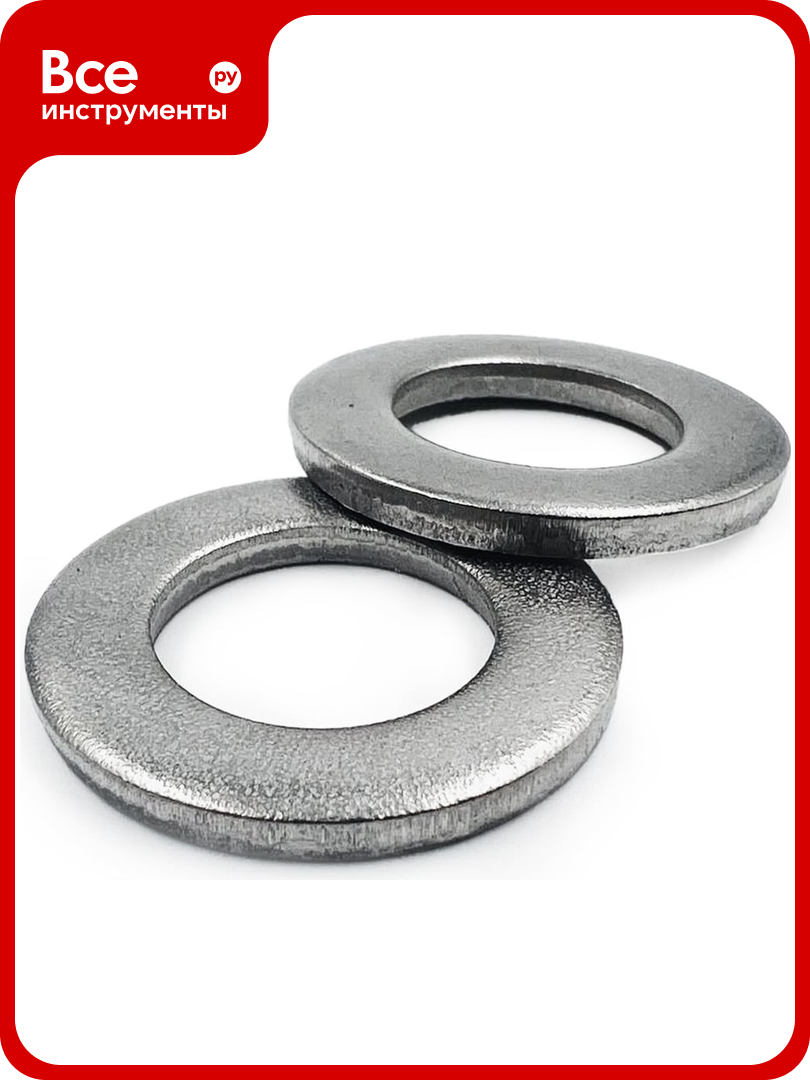 Нержавеющая плоская шайба KREPFIELD М4, DIN 125, А2, 200 шт. 125A2ШАЙБАМ4,3-200