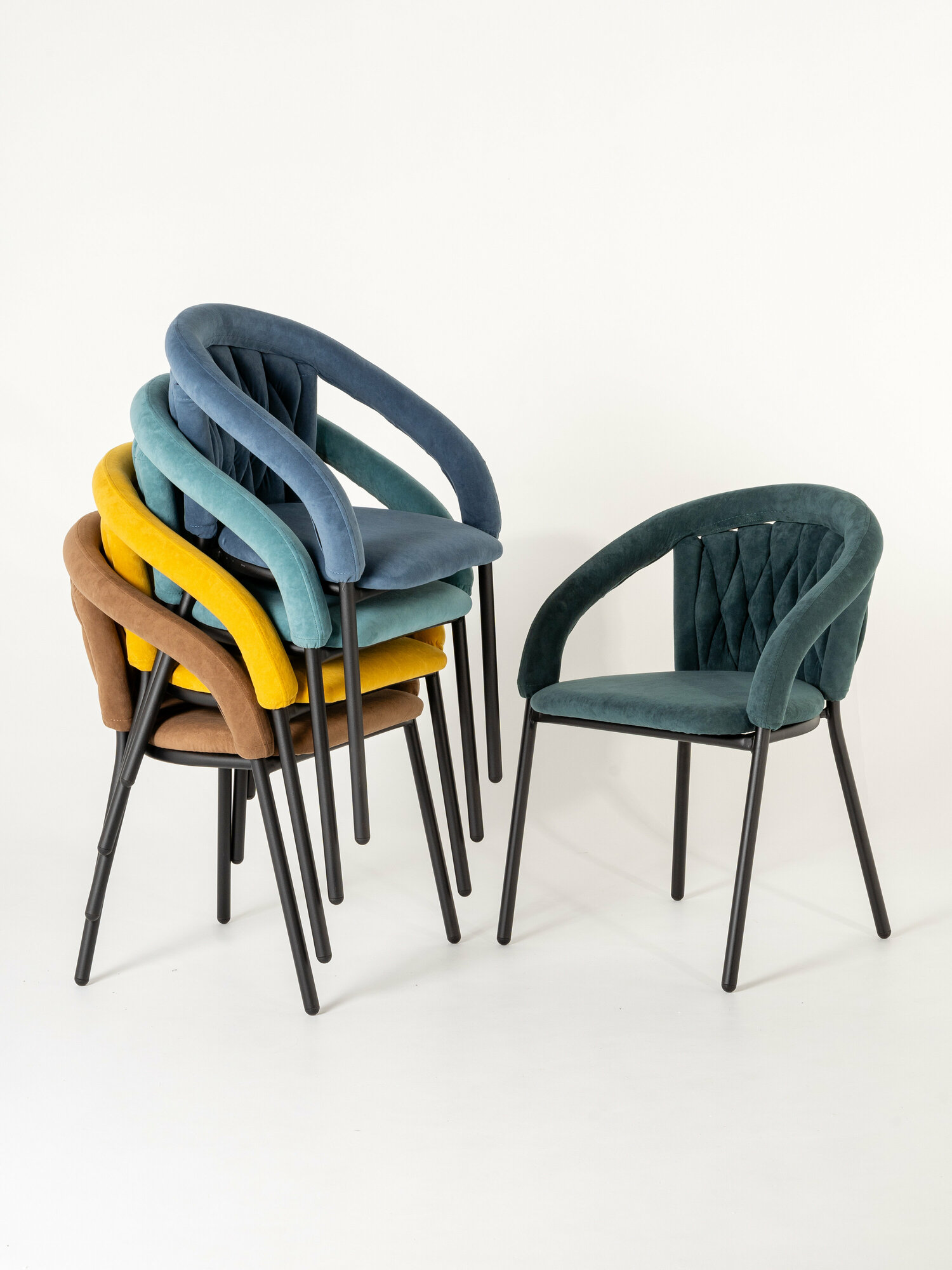 Стул Пегас со спинкой для кухни на металлокаркасе, зелёного цвета