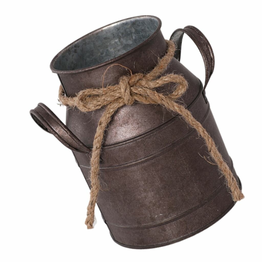 Ваза, Ретро деревенское ведро для цветов - маленькая молочная банка цвета античной меди, 1 шт.