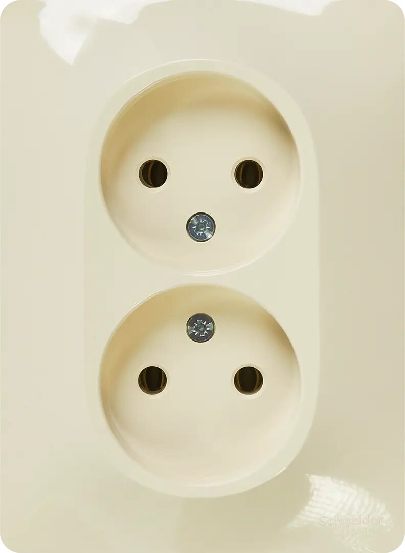 Розетка двойная встраиваемая Schneider Electric Glossa без заземления в сборе цвет бежевый