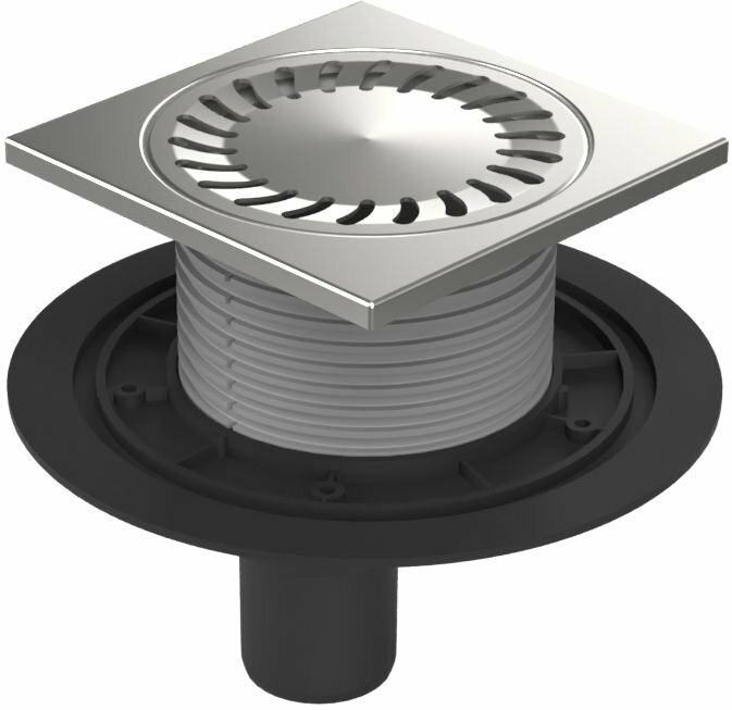 Душевой трап AZARIO DN50 15х15 см вертикальный слив, универсальный (AZ-384 E)