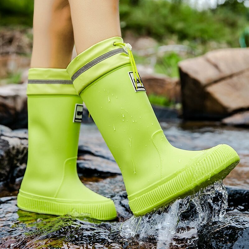 Полусапожки для взрослых, резиновые сапоги, женские, длинные, водонепроницаемые, нескользящие, высокие, резиновые сапоги, новый стиль, обувь для дождливого дня, мягкая подошва, водонепроницаемая обувь