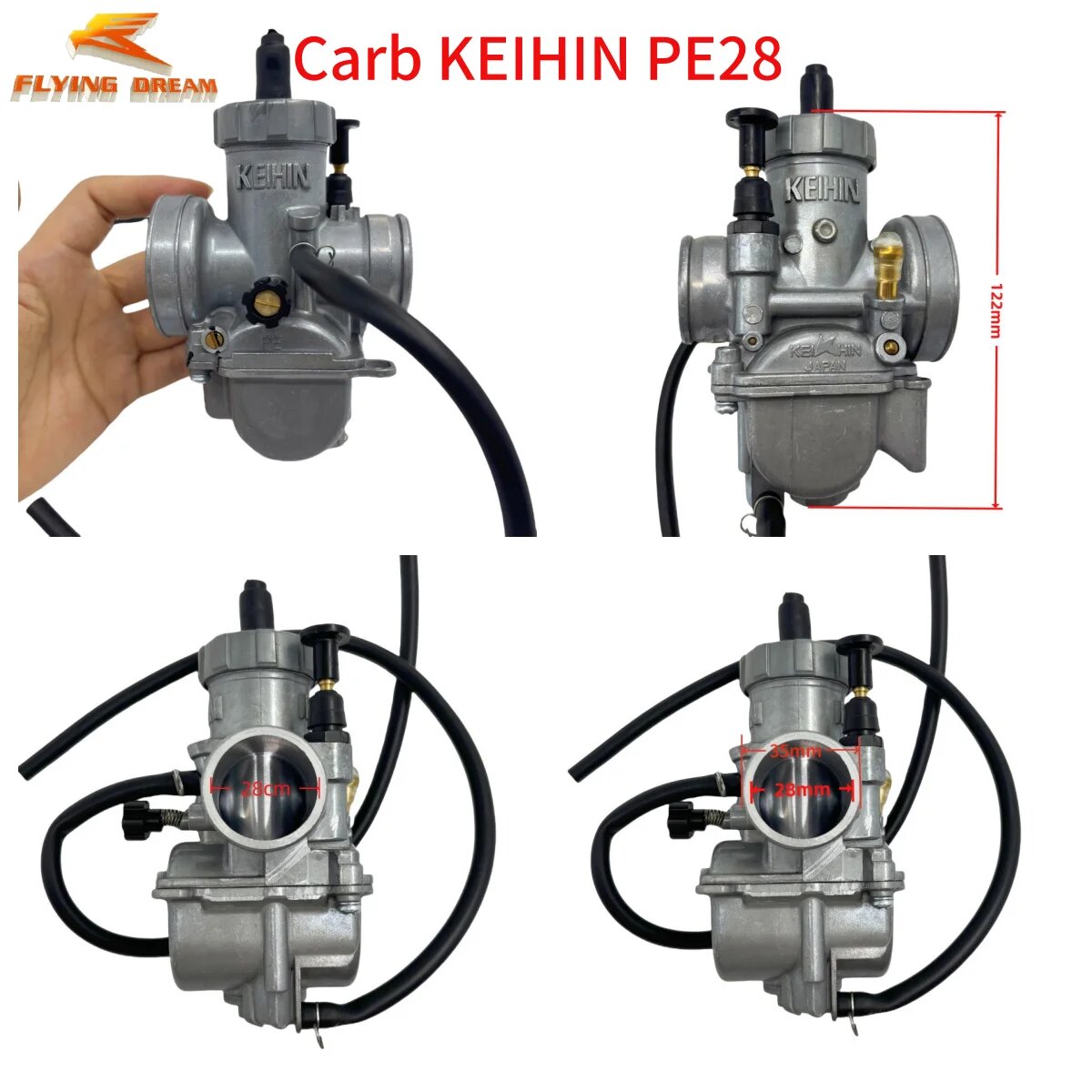 Keihin PE28 28 мм карбюратор ручной дроссель карбюратор подходит для Honda Yamaha Suzuki Kawasaki мотоцикл скутер ATV Байк 100CC-250CC