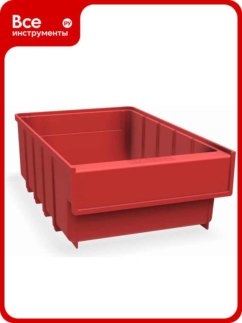 Пластиковый ящик ДиКом Б 500х185х100 красный 18.2016-091, с кармашками для этикеток (приобретаются