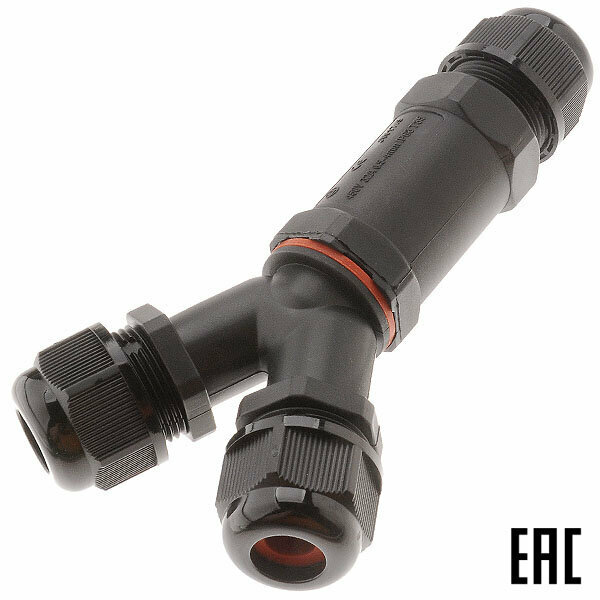 Разветвитель Jinwei JW17/5 M685-Y кабельный Y-образный 2Р+E 4мм2 пластик IP68 черный (7 шт. в наборе)