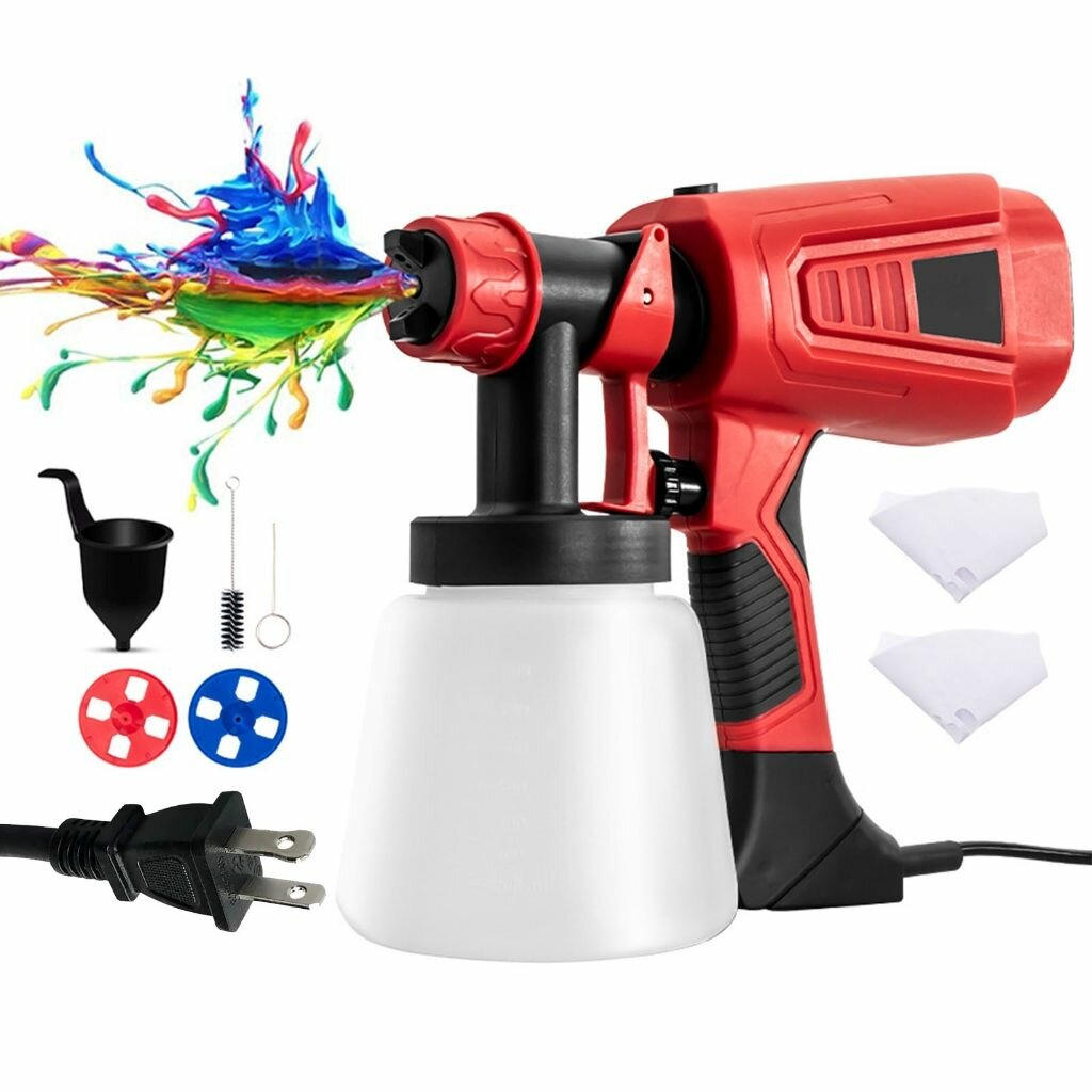Улучшенный Электрический Краскопульт 400W с 800ML Съемным Баком и 3 Режимами для Стен и Мебели, Штепсельная Вилка США