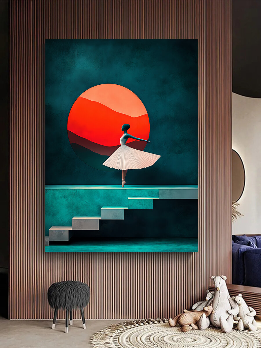Картина интерьерная - "Абстракция, девушка балерина" , 40х60 см.