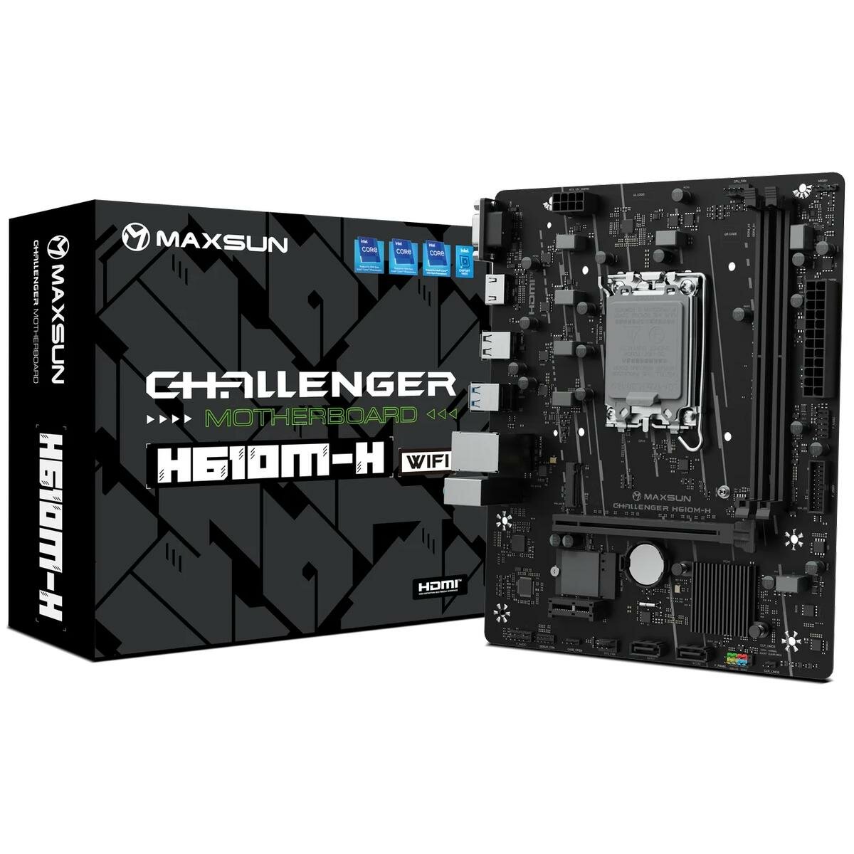Материнская плата Maxsun Challenger H610M-H WI-FI, LGA1700, Intel H610, Micro-ATX, RTL (6940709662359)