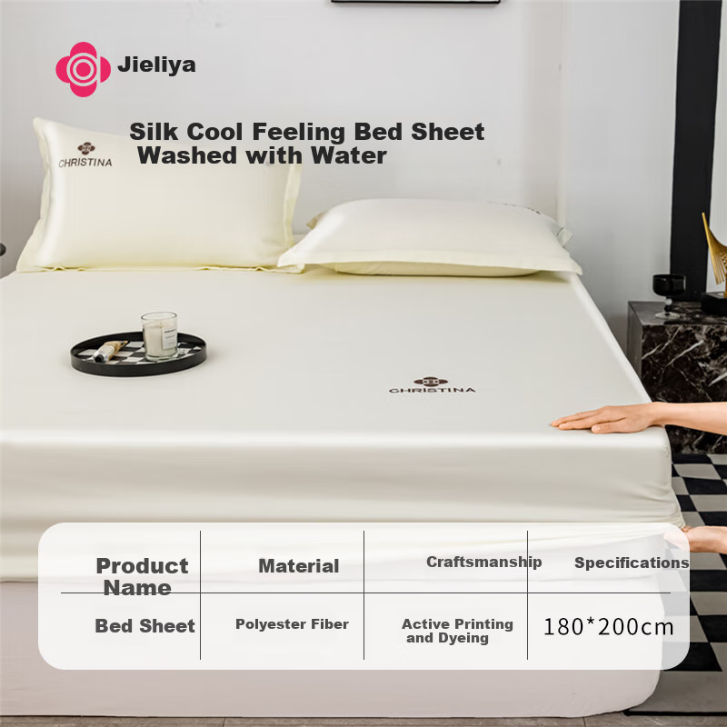 Grace Summer Thin Washed Silk Bed Sheet Single Piece Cool Feeling Mattress Protector White 1.8m
