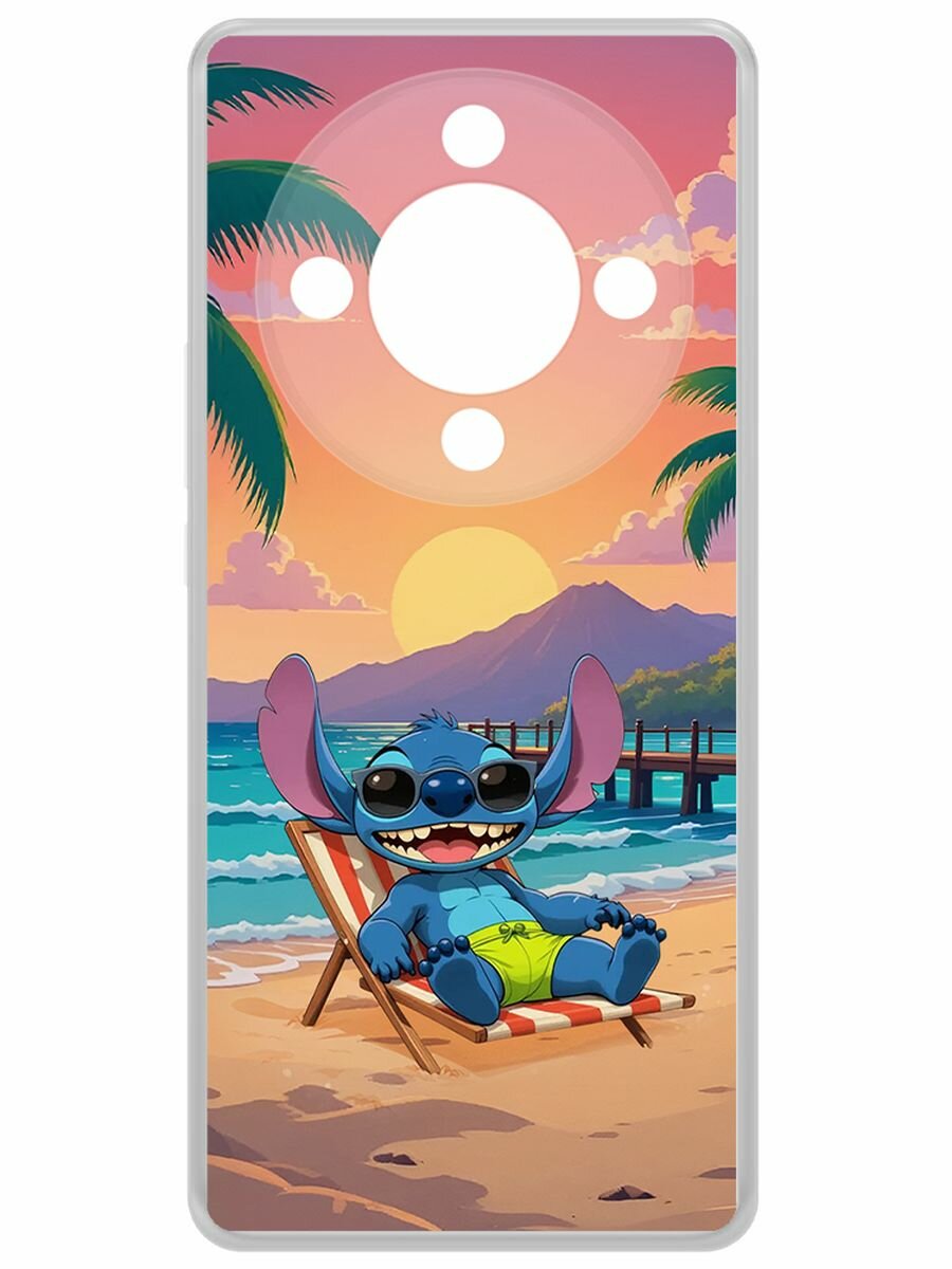 Чехол-накладка Krutoff Clear Case Стич на пляже для Honor X9b