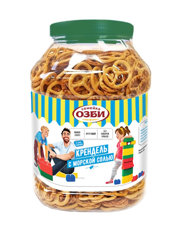 Крендель "Семейка озби" с морской солью, банка-туба 450 г