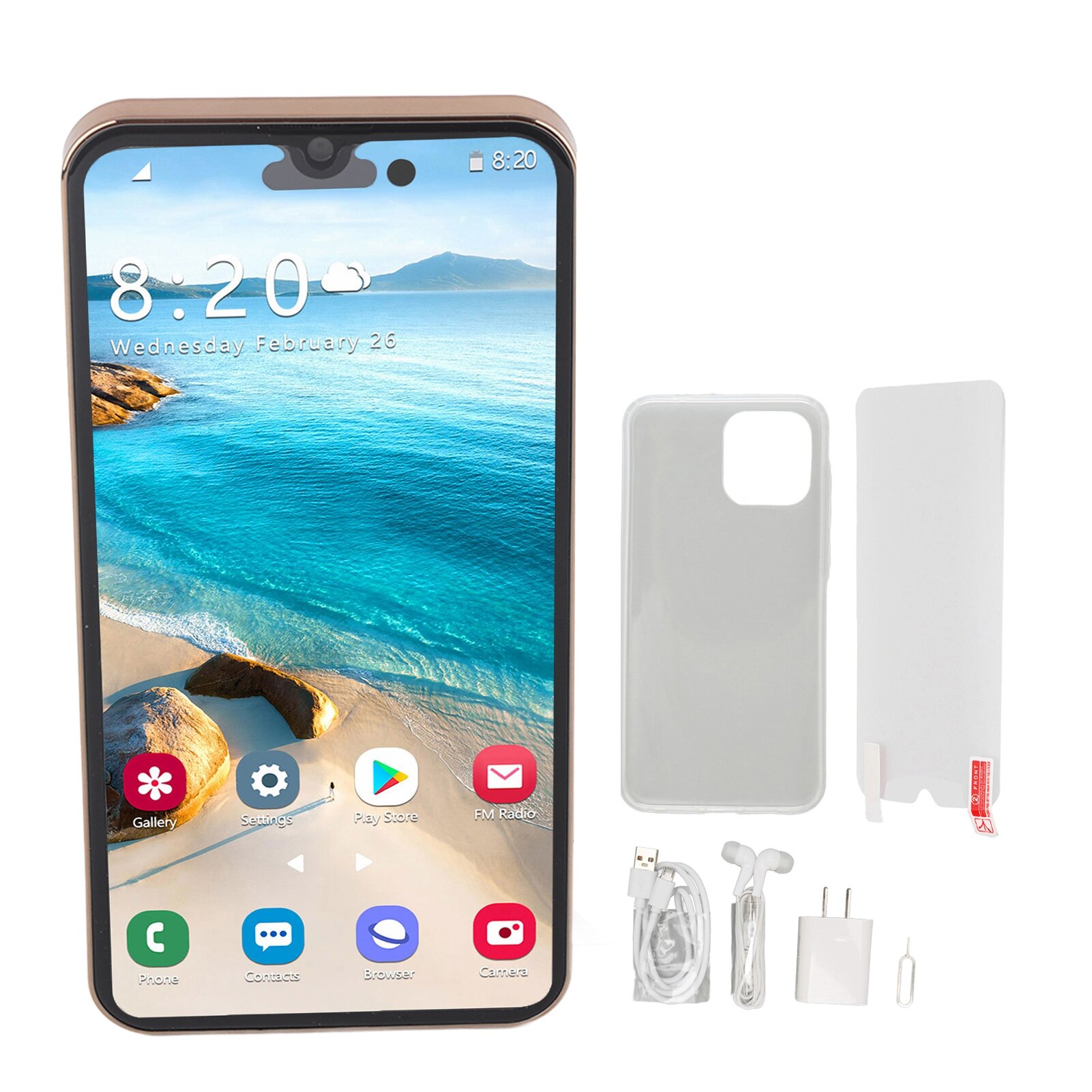 I14PRO MAX разблокирован смартфон для Android 11 6.1 дюйма 4 ГБ ОЗУ 64 ГБ ПЗУ Мобильный телефон 128G расширение 4G Network 4000MAH Аккумулятор 100–240 В золотой плагин США