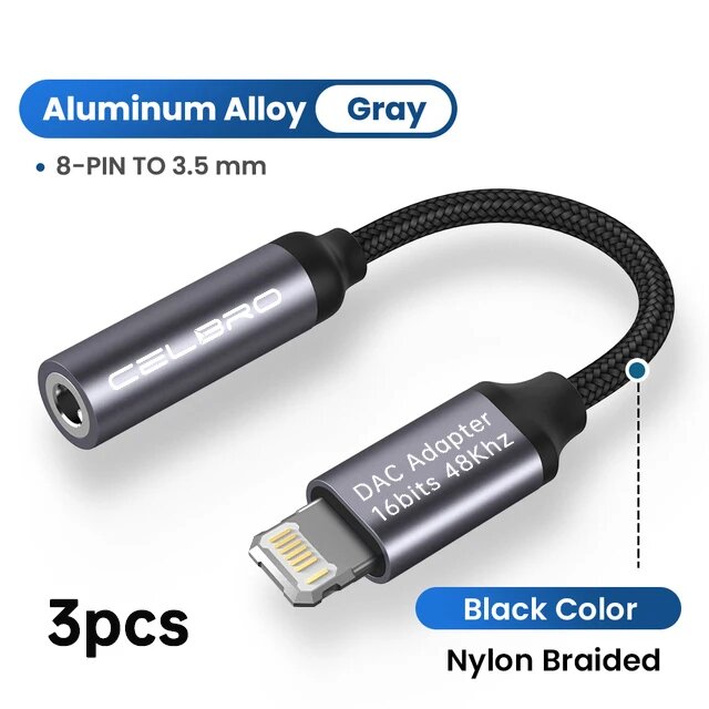 Адаптер Lightning Cat L к аудиокабелю 3,5 мм для Iphone 14 13 Pro Max 12 11, 3pcs