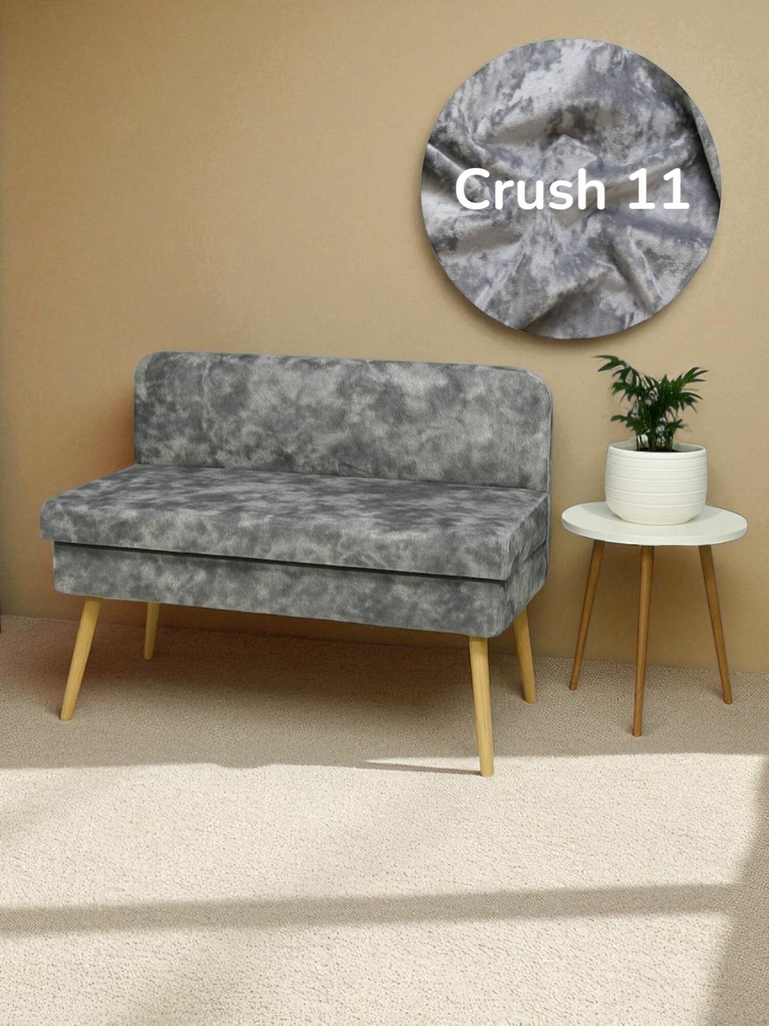 Диван на кухню с ящиком Эда диван прямой (кухню, офис, прихожую, балкон) велюр серый Crush 11