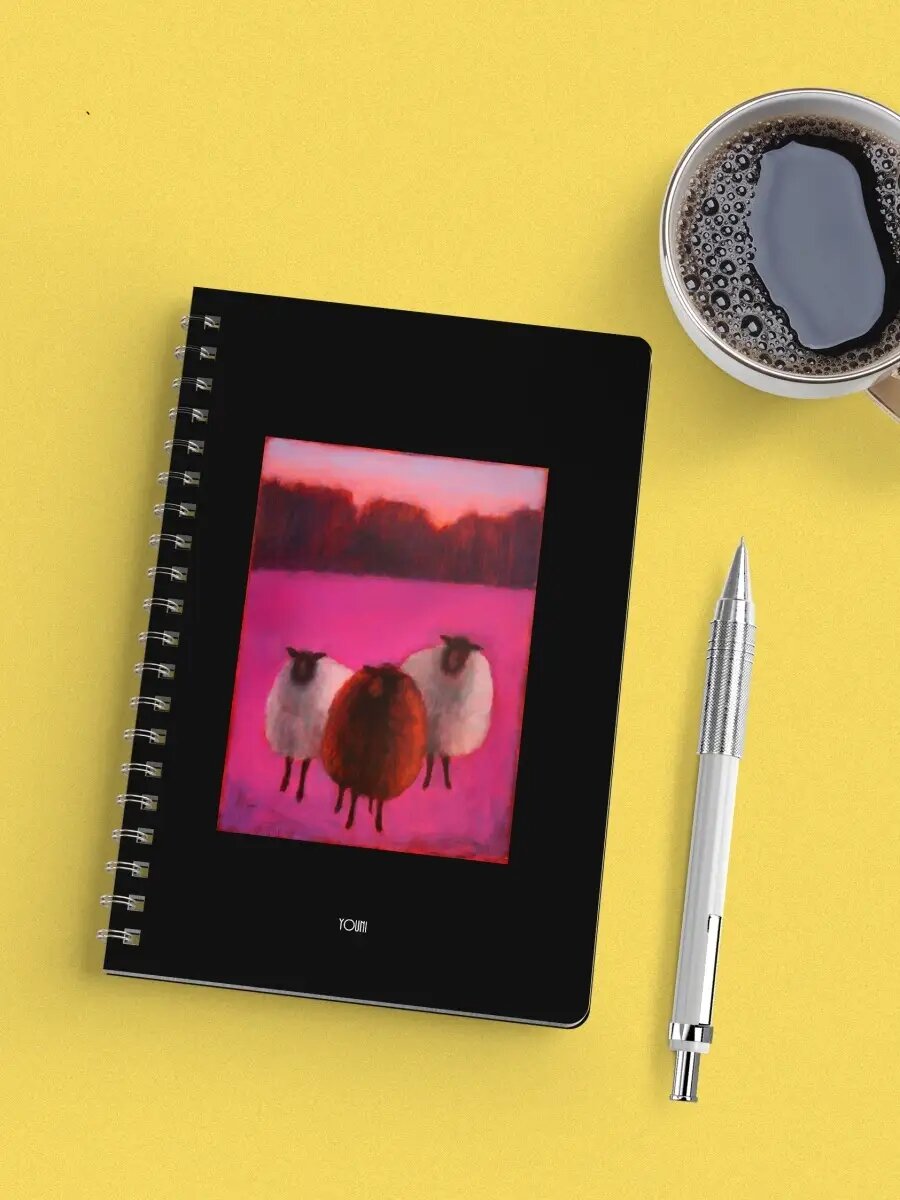 Блокнот в клетку с коровкой Тетрадь с овечкой 48 50 листов, обложка с матовой ламинацией