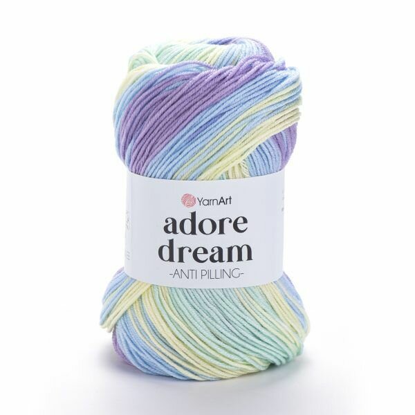 Пряжа YarnArt Adore Dream 1076 жёлт-фиалка-салат (100г/280м, упаковка 5 мотков)