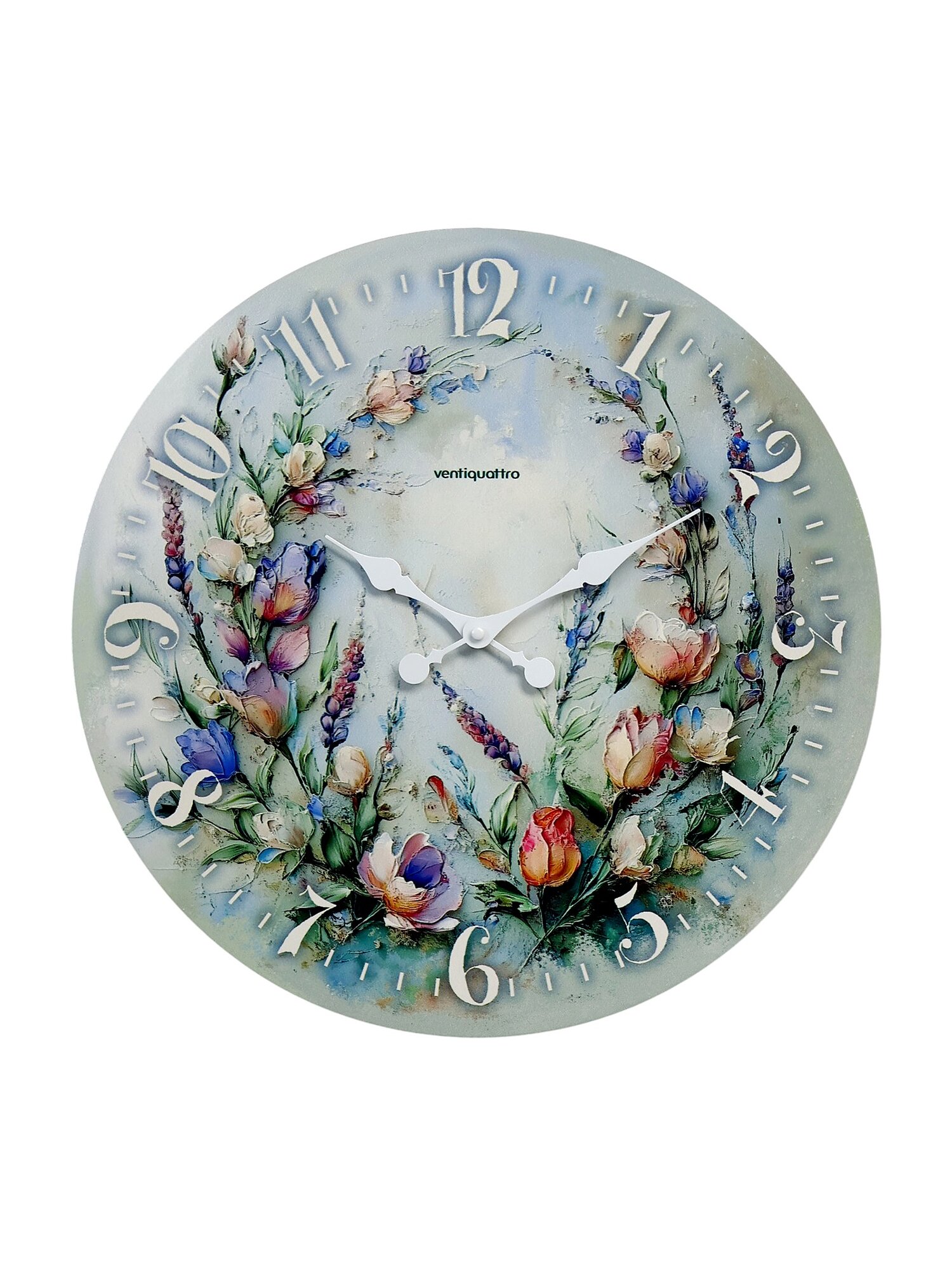 Часы настенные Lavanda, прованс, интерьерные, плавный ход, d=45 см, цветочный дизайн